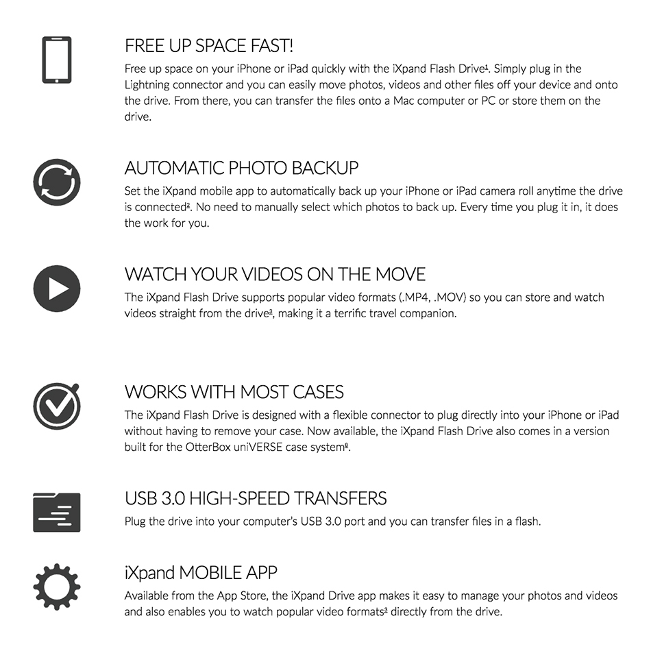 SanDisk iXpand 32GB USB Lightning Flash Drive for iPhone / iPad